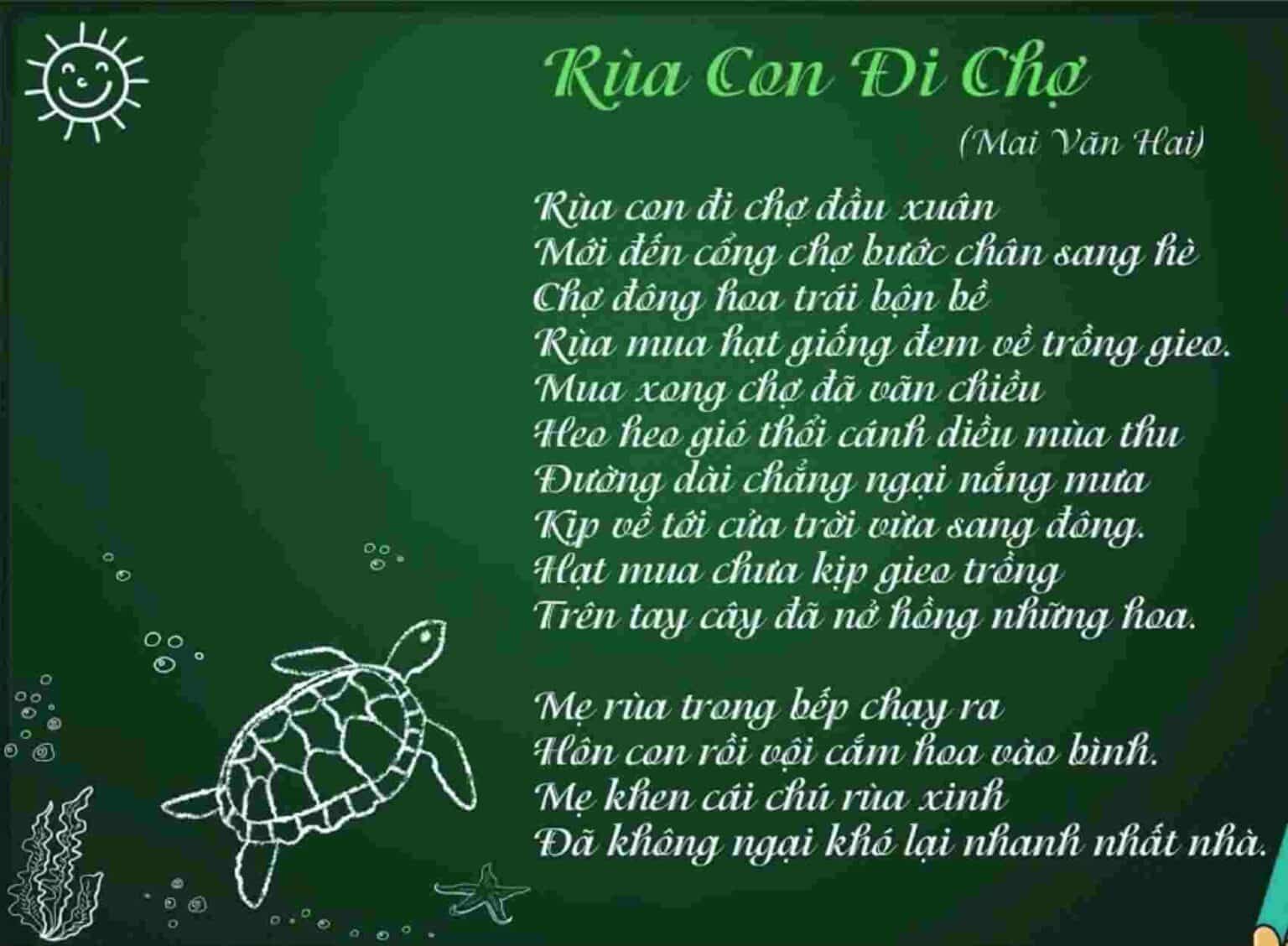 Bài Thơ Rùa Con Đi Chợ [Nội Dung, Hình Ảnh, Giáo Án]