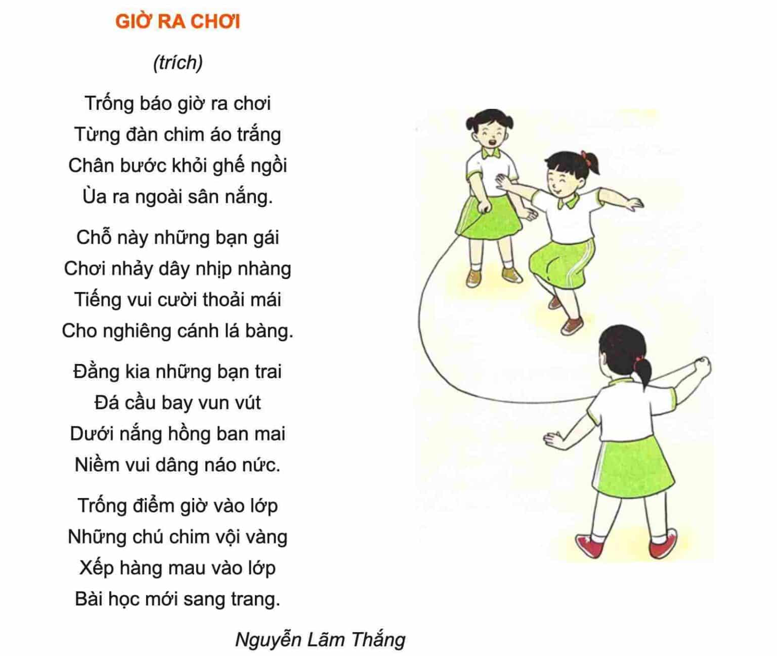 Bài Thơ Giờ Ra Chơi [Nội Dung + Hình Ảnh + Giáo Án]